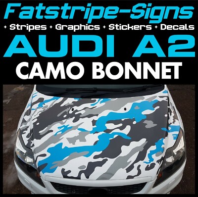 to fit AUDI A2 CAMO BONNET GRAPHICS STRIPES STICKERS DECALS CAR VINYL S ...