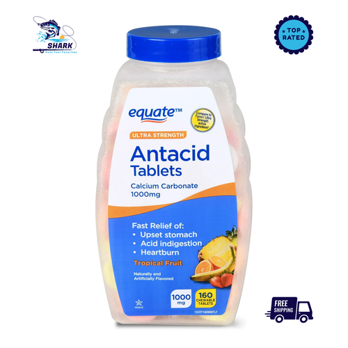 Equate Ultra Strength Antacid Tropical Fruit Chewable Tablets, 1000 Mg ...