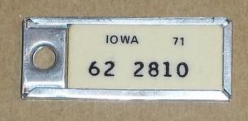IOWA DAV DISABLED AMERICAN VETS LICENSE PLATE KEY CHAIN TAG 1971 ...