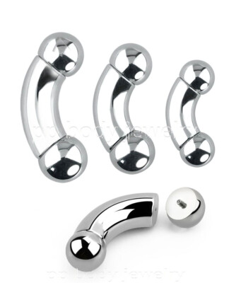 0G 00G Steel Internal Threaded Curved Barbell Tongue & Prince Albert ...