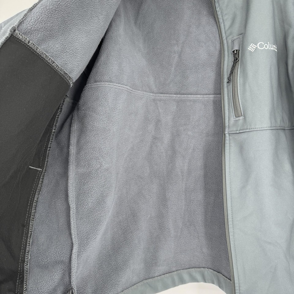 Columbia Jacket Mens Medium Gray Softshell Fleece Lined Full Zip ...