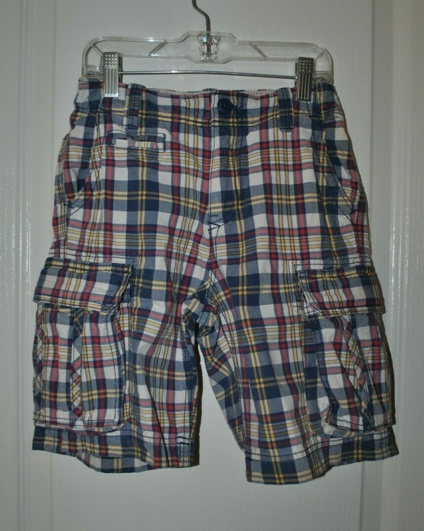 Gap Kids Boys Multi Color Plaid Cargo Shorts Adjustable Waist Size 8 ...