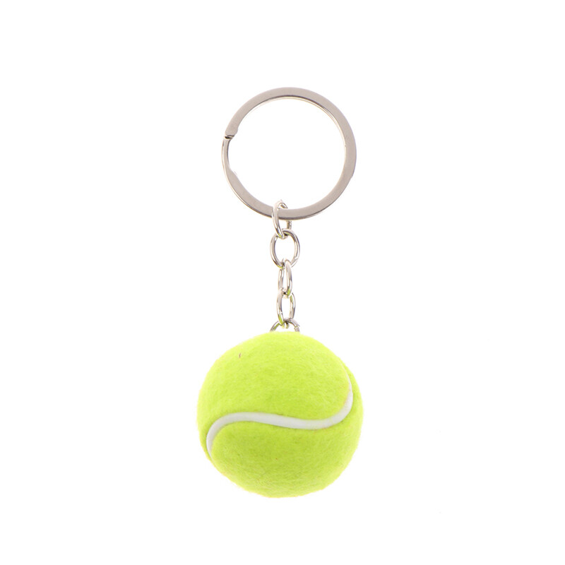 Tennis Ball Metal Keychain Car Key Chain Key Ring sports chain sliver ...