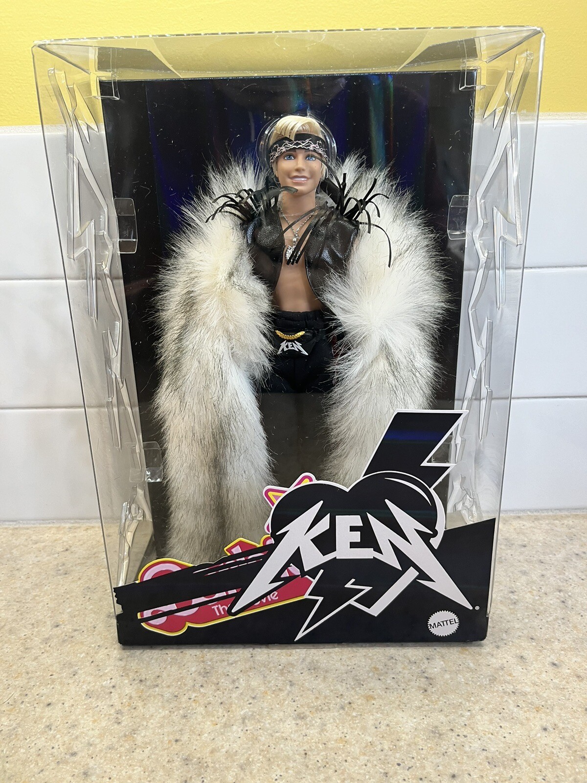 Barbie The Movie Ken Doll In Faux Fur Coat And Black Fringe Vest ...