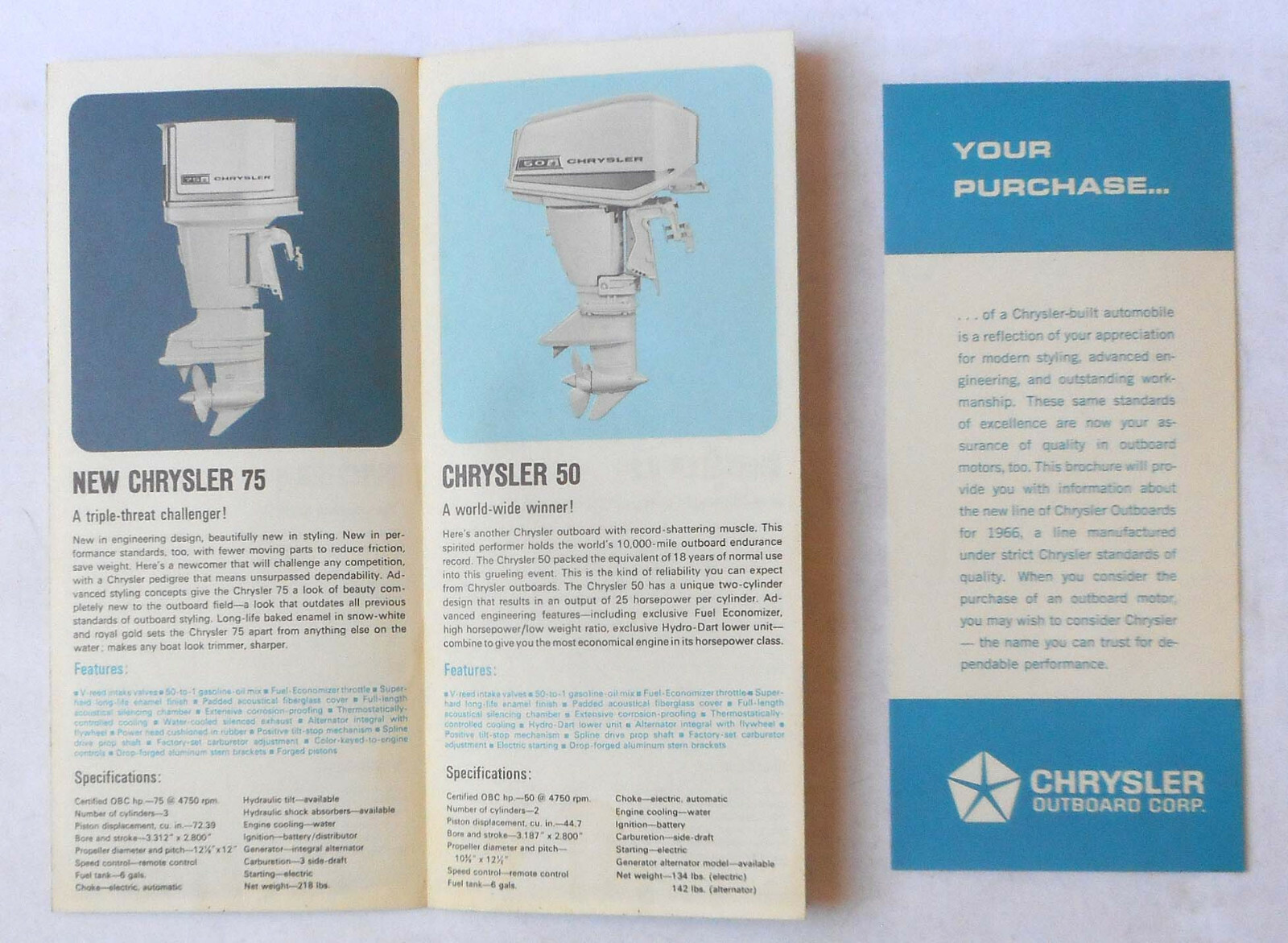1966 CHRYSLER OUTBOARD BOAT MOTOR BROCHURE | eBay