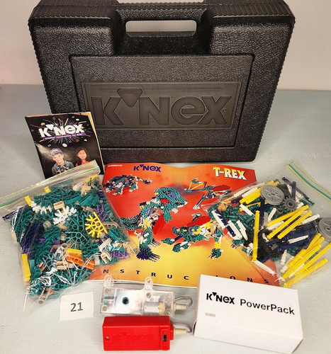 VINTAGE K'NEX T-Rex K'NEX Building Set w/ POWER MOTOR and STORAGE CASE ...