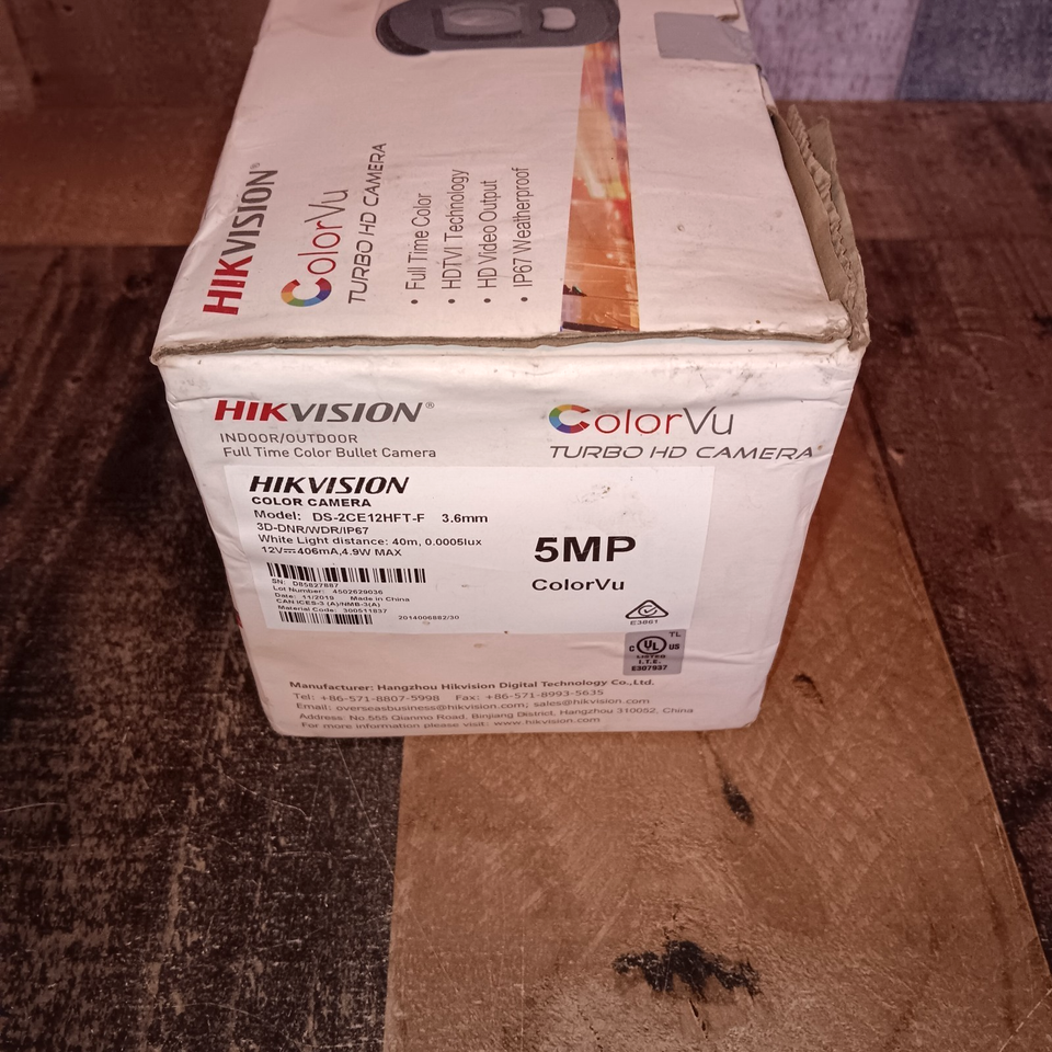 HIKVISION 5MP ColorVu DS-2CE12HFT-F Outdoor Bullet Camera 3.6m Fixed ...