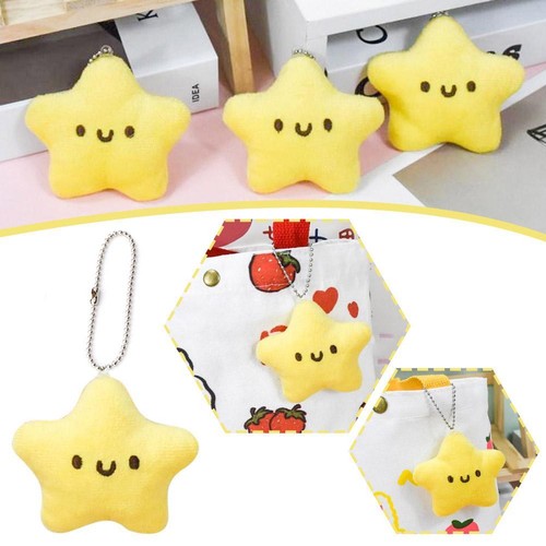 Smile Yellow Stars Squeak Keychain For Women Girls Pendant Toy Bag ...