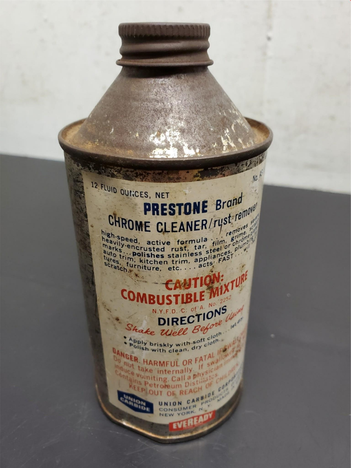 Vtg Prestone Chrome Cleaner Rust Remover Polisher 12 Oz. Can Mancave ...