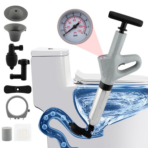 Toilet Plunger, High Pressure Air Drain Blasters with Visual Barometer, Stain... | eBay