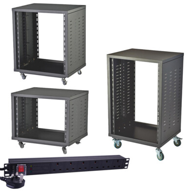 19" Rack 8U, 12U, 16U Open Universal Server Cabinet with Wheels, Black ...