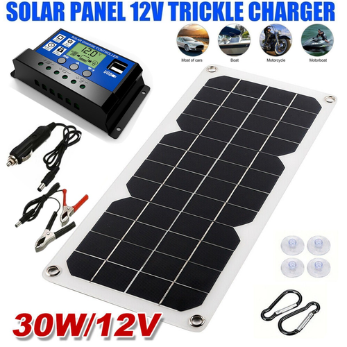 Flexible Solar Panel Trickle 12V 30W Car Battery Charger 30A Charge ...
