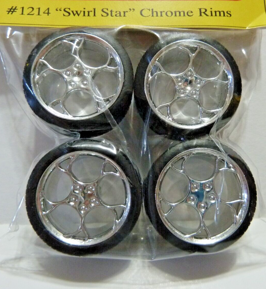 Pegasus 1/24 Rim & Tire Set 1214 Chrome Swirl Stars w/Tires (4) | eBay