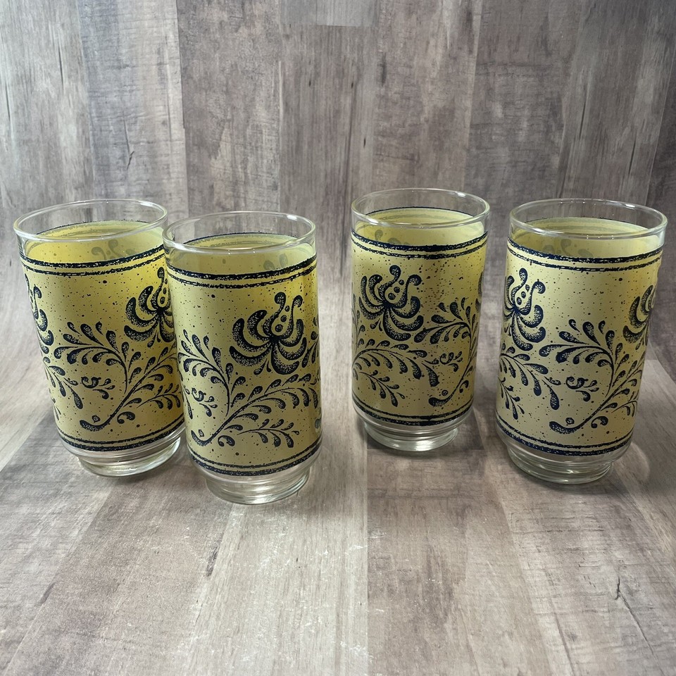 Set Of 4 Homestead by Pyrex 12 oz Glassware Tumblers 5" Tall EUC | eBay