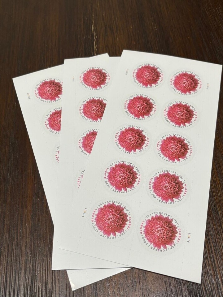 USA 2020 Stamps Global Forever Pink Chrysanthemum Sheet of 10 x 1.70 ...
