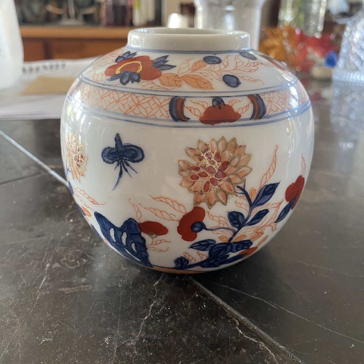 Hand Painted Canton Ware Ginger Jar Vintage Ginger Jar~Temple