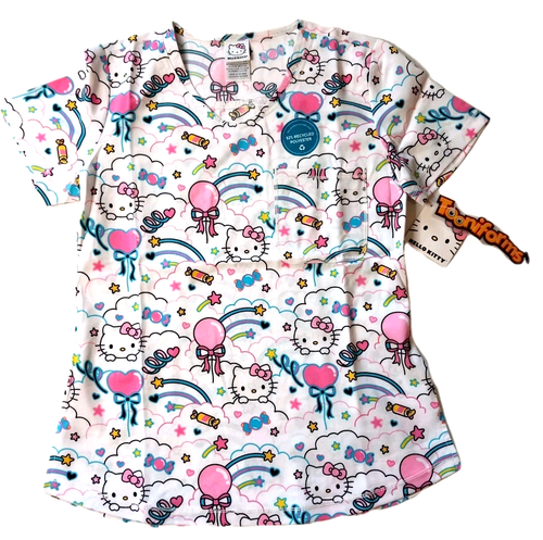 Hello Kitty Cherokee Scrub Top Tooniforms Rounded V Neck Size XS ...