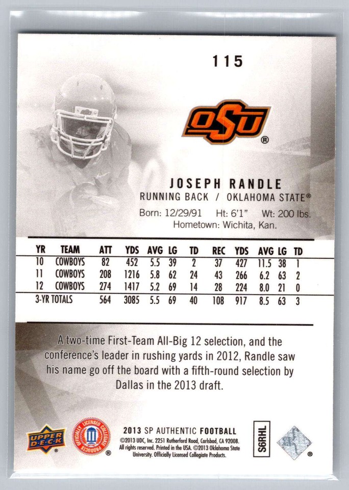 2013 SP Authentic #115 Joseph Randle Cowboys | eBay