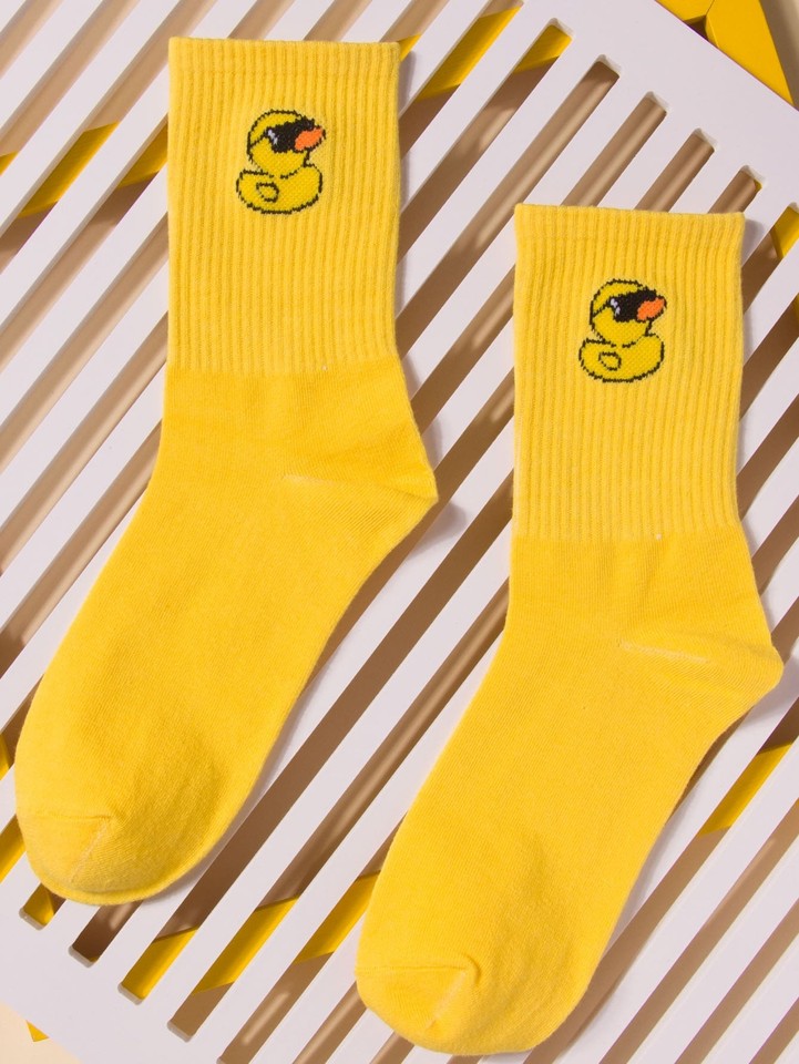 Cartoon Duck Crew Socks Yellow Duck Socks Funny Socks for Men Novelty ...