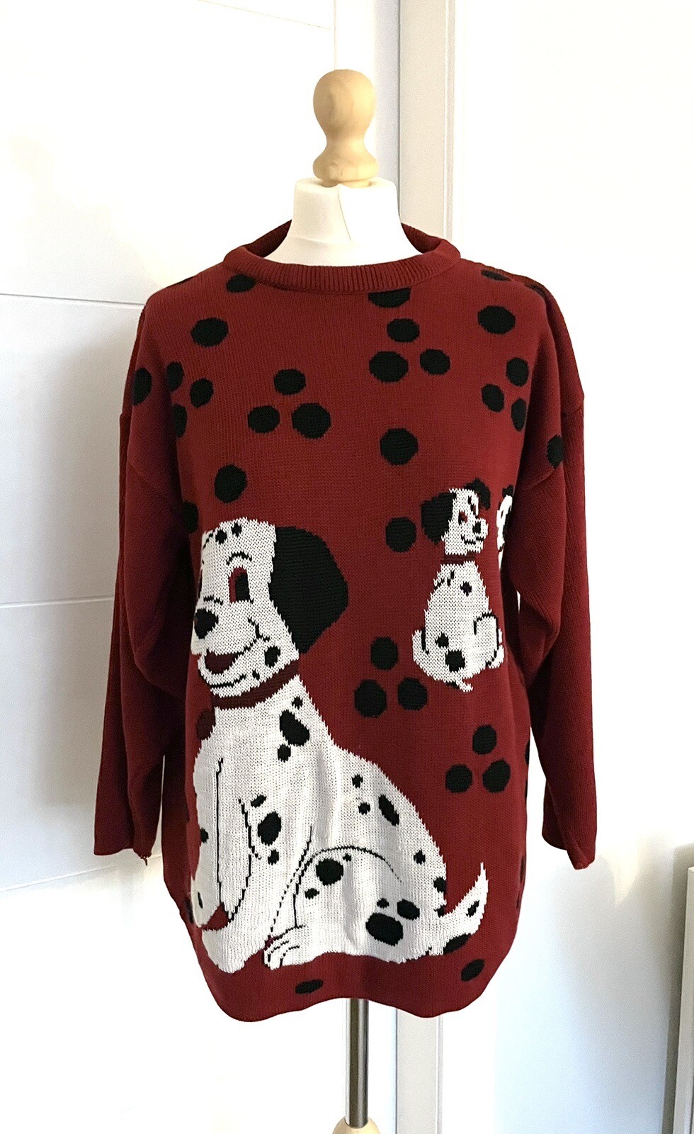 Vintage 80s Dalmatian Jumper Disney Cockleshell Knit Red Large | eBay