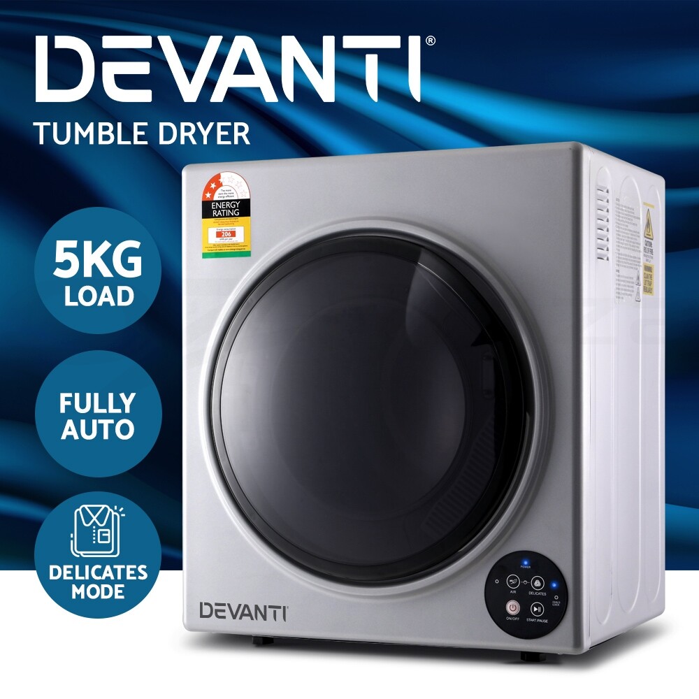 Devanti 5kg Tumble Dryer Fully Auto Wall Mount Kit Clothes Machine ...