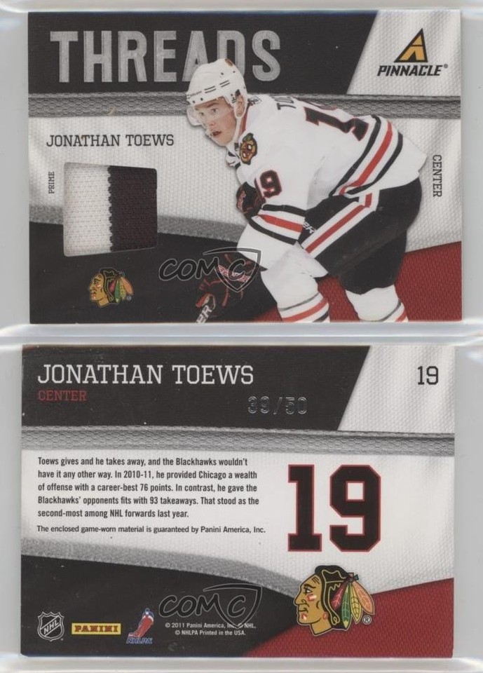 2011-12 Pinnacle Threads Prime 39/50 Jonathan Toews #19 05u8 | eBay