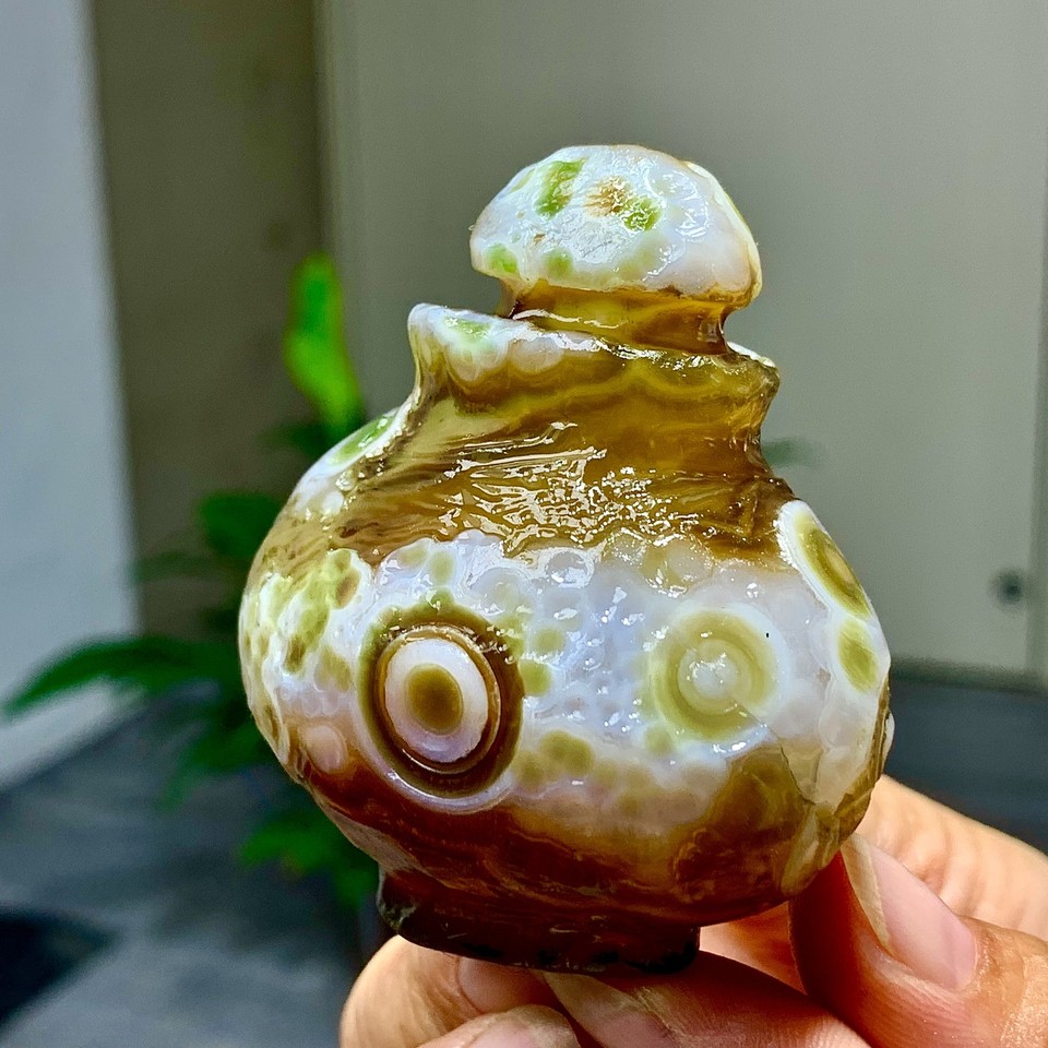 143G Top natural Gobi agate eye agate/stone carved pot Madagascar | eBay