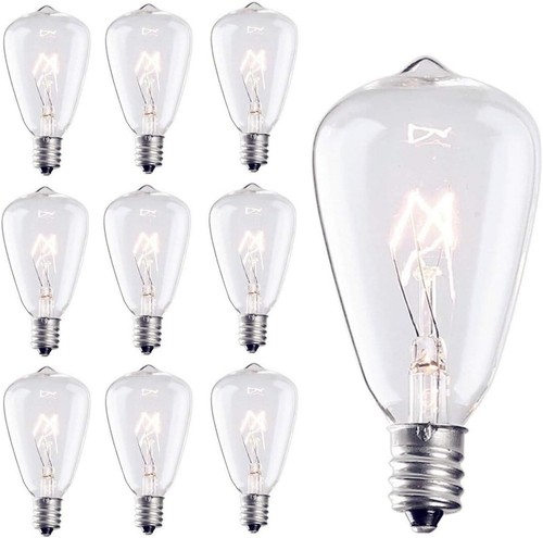 10-Pack ST38 Edison Light Bulbs, 7W C7/E12 Candelabra Base Clear Glass ...