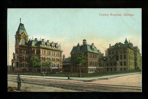 Illinois IL postcard Chicago County Hospital street view | eBay