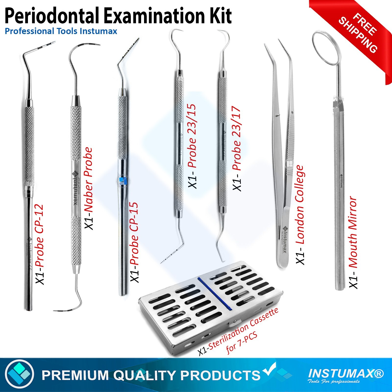 Dental Examination Kit Set of 8 Hygienist Periodontal Diagnostic ...