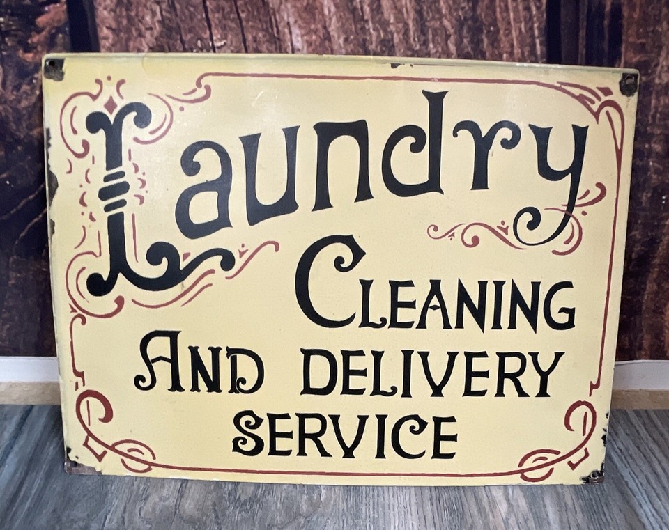 "LAUNDRY CLEANING AND DELIVERY SERVICE" 16x12 METAL SIGN SIGNAGE RUSTIC ...