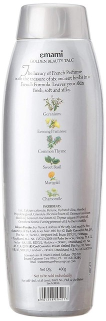 Emami Golden Beauty Talc With 6 Ancient Herbs Moon Drop French Perfume ...