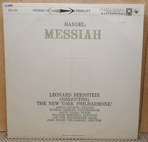 Handel Messiah - Bernstein, New York Philharmonic - Columbia 1958 2 LP ...