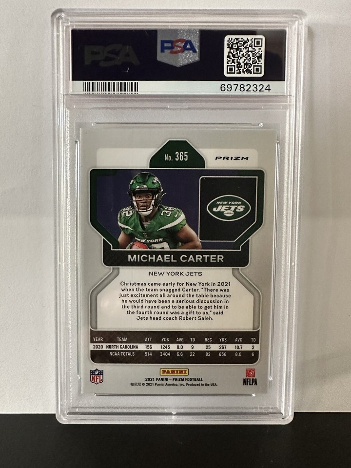 2021 Panini Prizm Michael Carter New York Jets Green Rookie Card #365 ...