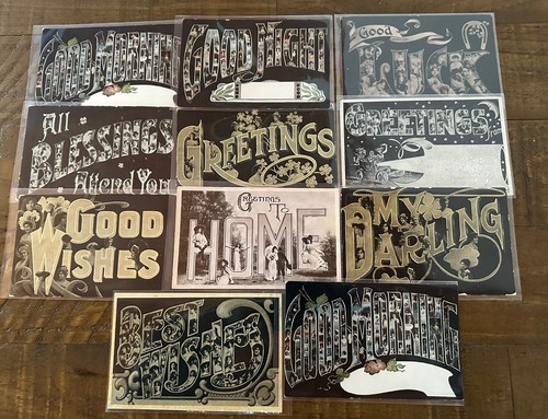 Lot of 11~Large Letter Greetings Postcards with Multiple Ladies in ...