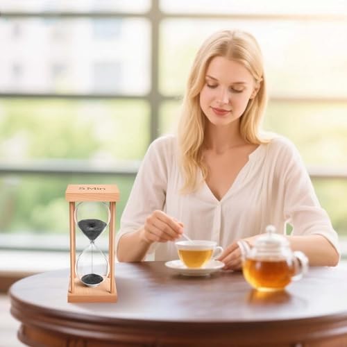 20 Minute Sand Timer, 20 Min Wood Small Hourglass Timer, Black Sand ...