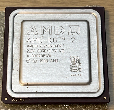 AMD K6-2 350AFR 2.2V/3.3V Socket 7 350Mhz CPU 100Mhz Bus | eBay
