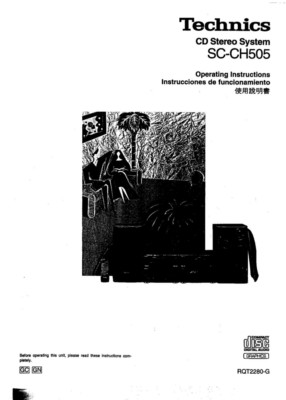 Technics SC-CH505 SE-CH505 ST-CH707 SL-CH707 SL-CH505 RS-CH505 Manual ...