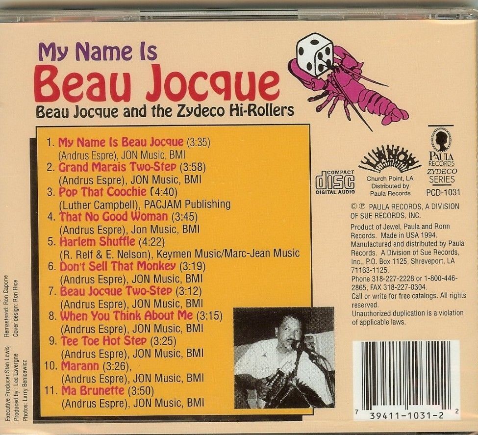 Beau Jocque & The Zydeco Hi-Rollers - My Name Is Beau Jocque - CD - NEW ...