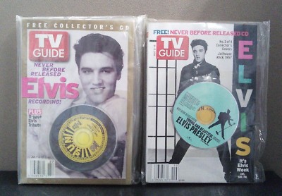 ELVIS - Set of (2) Vintage Collector's Covers TV Guides with Mini CDs ...