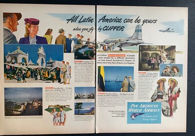 Pan Am Airlines 1946 Print Ad 13"x20" Latin American Clipper Pan ...