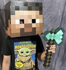 Minecraft Steve Block Head Box Mask & Axe Ax Tool Halloween Costume ...