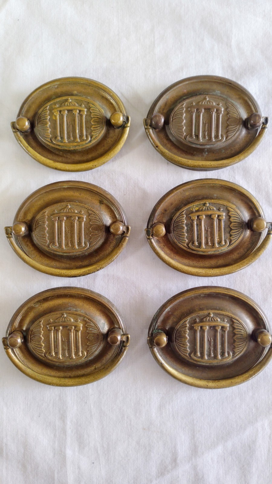 6 Antique Brass Colonial Federal Oval Drawer Pulls | eBay