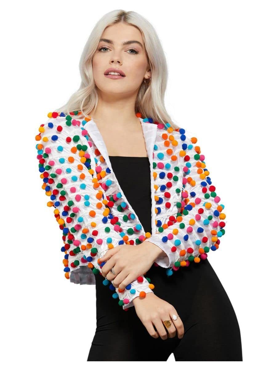 Smiffys Fever Pom Pom Festival Jacket, Rainbow (Size S-M) | eBay