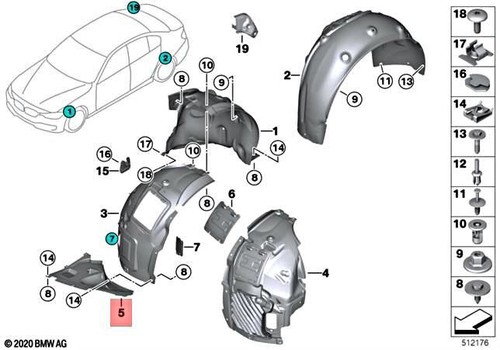 BMW OEM 14-16 428i xDrive Fender-Lower Diffuser Deflector Trim Left ...
