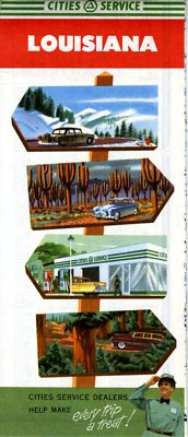 1954 Cities Service Road Map: Louisiana NOS | eBay