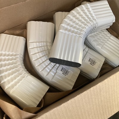 12Pk- Gutter Side Elbow, Style B, 75 Degree, White Aluminum, 3 x 4-In ...