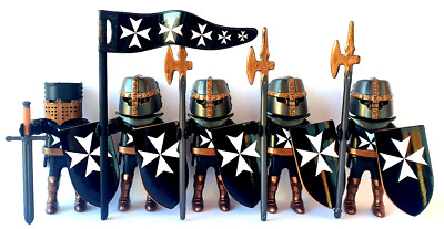 Playmobil 5 Knights of Malta CUSTOM medieval 3666 KNIGHT castle MALTESE ...