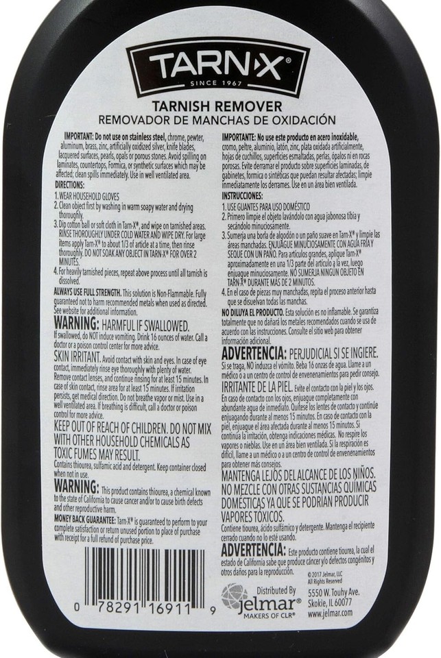 Jewelry Cleaner Tarnish Remover 12 Oz. Tarn-x Silver Gold Copper Clean ...