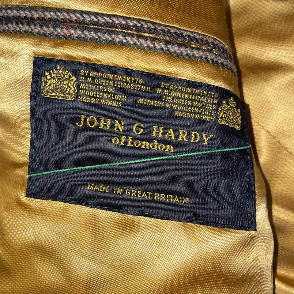 Vintage John G Hardy Check Tweed Jacket 40S Gold Colour Pure Wool Made ...